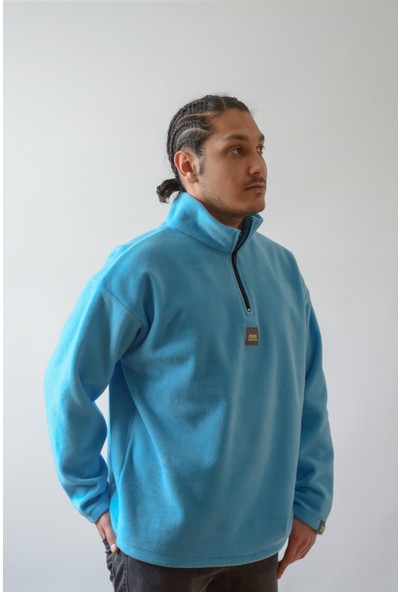 Mob Creatives Oversize Kalın Polar Sweatshirt Yakalı Yarım Fermuar Mob Creatives Oversize Kalın Polar Sweatshirt Yakalı Yarım Fermuar