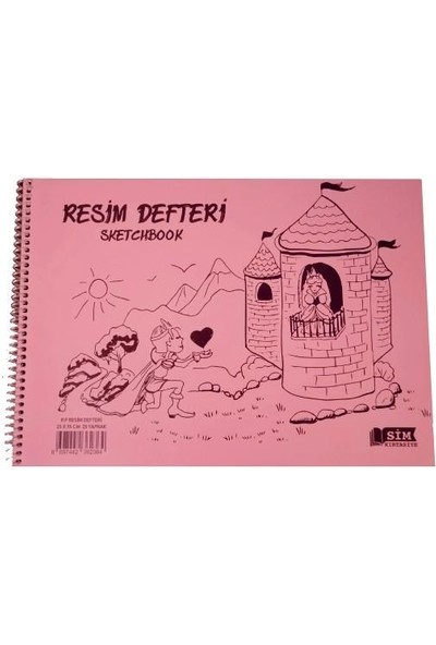 Sim 25X35 Spiralli Plastik Kapak 25 Yaprak Resim Defteri 1 Adet
