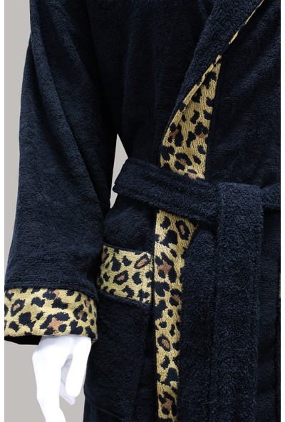 Class Leopar Kapüşonlu Kadın Bukle Bornoz
