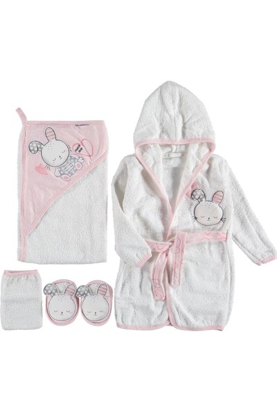 Paketle Express Tavşan Baskılı Kız Bornoz Seti