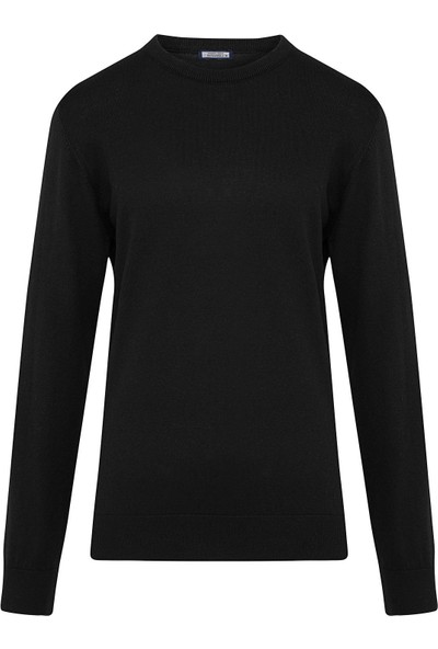 Hatemoğlu Siyah Regular Fit %100 Pamuk Bisiklet Yaka Triko Kazak Hatemoğlu Siyah Regular Fit %100 Pamuk Bisiklet Yaka Triko Kazak