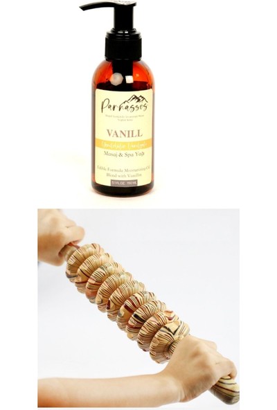 Parnassos Vanilyalı Aromaterapi Yenilebilir Masaj Yağı 150 ml & Ahşap Masaj Merdanesi Süper Kalite Parnassos Vanilyalı Aromaterapi Yenilebilir Masaj Yağı 150 ml & Ahşap Masaj Merdanesi Süper Kalite
