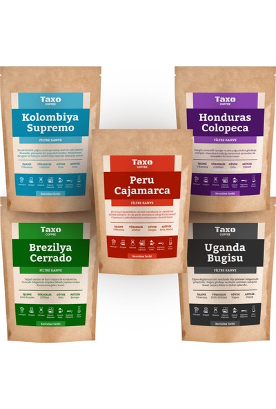 Taxo Coffee Filtre Kahve Deneme Seti 5x50gr