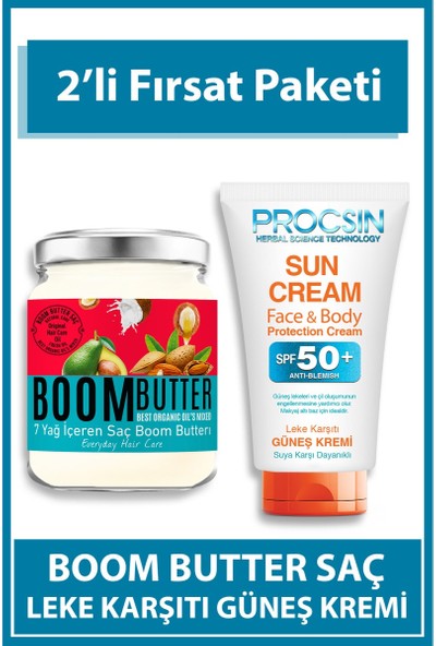 BOOM BUTTER Saç Bakım Yağı ve Güneş Kremi Paketi BOOM BUTTER Saç Bakım Yağı ve Güneş Kremi Paketi
