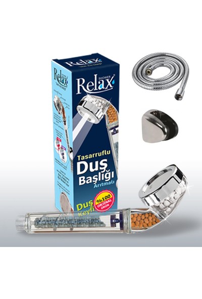 Relax Shower Tasarruflu ve Arıtmalı Duş Başlığı +Hortum+Askı Aparatı KOMPLE SET