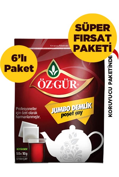 Özgür Çay Jumbo Demlik Poşet Çay 50 Li - 50X10 G (6lı Paket) Özgür Çay Jumbo Demlik Poşet Çay 50 Li - 50X10 G (6lı Paket)