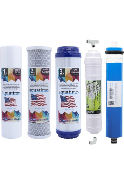 Aquatime Su Arıtma Cihazı Filtresi 5li Filtre Seti Çift Karbonlu