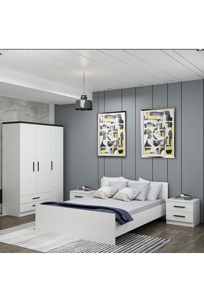 Minar Kale Yatak Odası Takımı Set 3 - Beyaz 210 cm