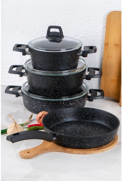 Acar Xkt 390 Dark Star 7 Parça Granit Tencere Takımı