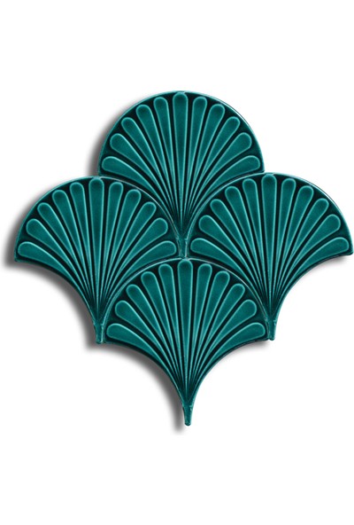 Kütahya Çini Yapı Tasarım SS02-03 Istiridye Yeşil Karo 1 Adet