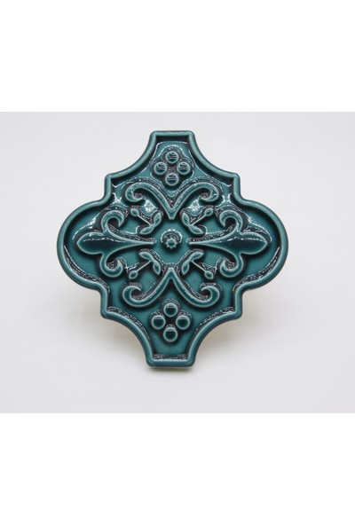 Kütahya Çini Yapı Tasarım SS03-09 Ottoman Çiçekli Yeşil Karo 1 Adet