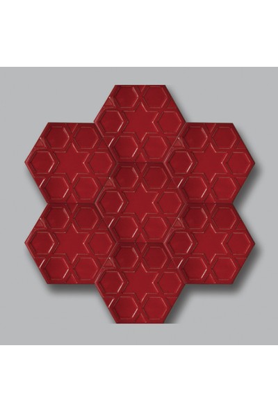 Kütahya Çini Yapı Tasarım SS09-33 Altıgen S. Kırmızı Türkmen 1 Adet