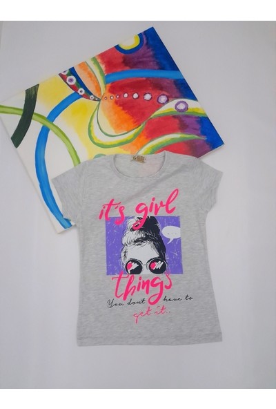 Elite Kids Fashion & Accessory kız Çocuk Baskılı Kısa Kol T-Shirt
