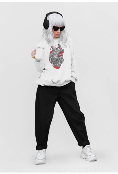 Grif Kadın Heart Engine Baskılı Sweatshirt