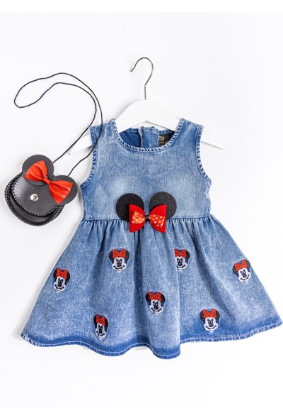 Babymod Denim Kumaş Fiyonklu Çantalı Bebek Elbise Babymod Denim Kumaş Fiyonklu Çantalı Bebek Elbise