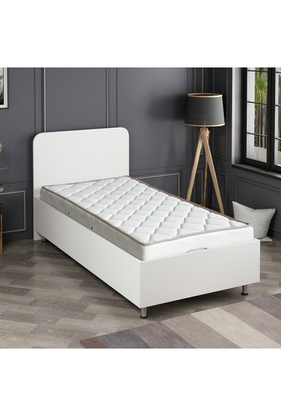 Minar Kale Baza Başlık Yatak Seti - Beyaz