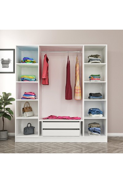 Minar Kale 180CM Giyinme Dolabı - Beyaz 210CM Minar Kale 180CM Giyinme Dolabı - Beyaz 210CM