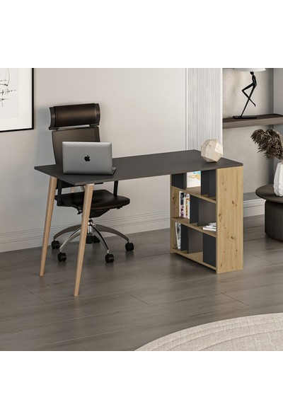 Minar Pina Kitaplıklı Çalışma Masası - Artisan/antrasit
