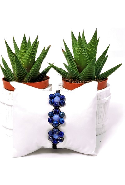 Taş Rüyası Kalsedon Lapis Lazuli Çiçek Motifli Örme Bileklik Taş Rüyası Kalsedon Lapis Lazuli Çiçek Motifli Örme Bileklik