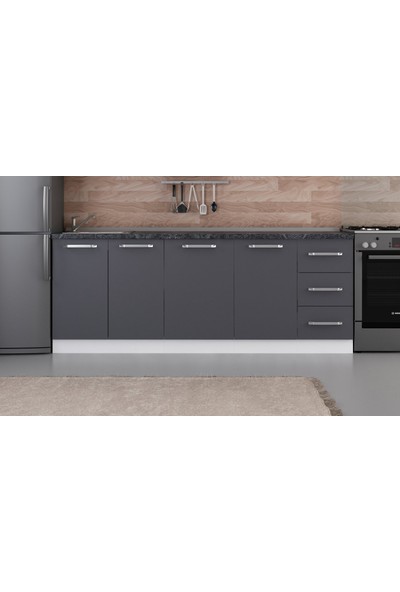 Minar 215 cm Mutfak Dolabı Beyaz Antrasit 215-A1-ALT Modül Minar 215 cm Mutfak Dolabı Beyaz Antrasit 215-A1-ALT Modül