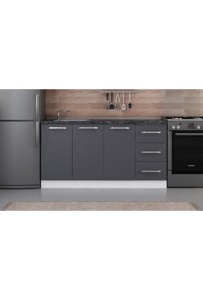 Minar 160 cm Mutfak Dolabı Beyaz Antrasit 160-A1-ALT Modül Minar 160 cm Mutfak Dolabı Beyaz Antrasit 160-A1-ALT Modül