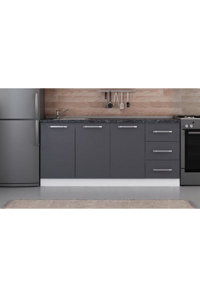 Minar 180 cm Mutfak Dolabı Beyaz Antrasit 180-A2-ALT Modül