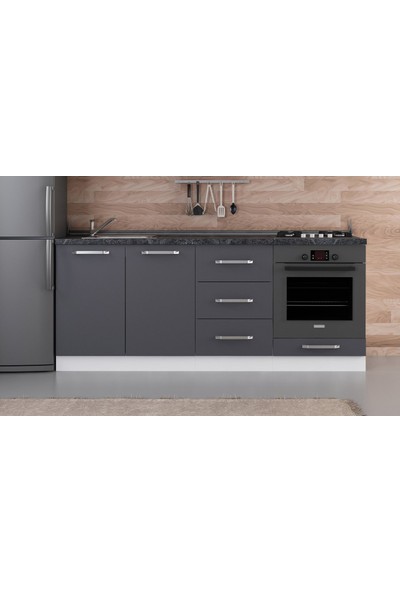 Minar 200 cm Mutfak Dolabı Beyaz Antrasit 200-A3-ALT Modül