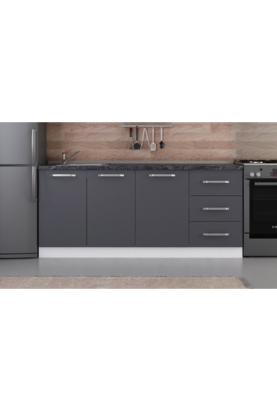 Minar 190 cm Mutfak Dolabı Beyaz Antrasit 190-A1-ALT Modül