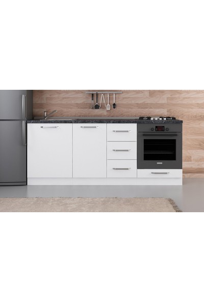 Minar 205 cm Mutfak Dolabı Beyaz 205-B3-ALT Modül