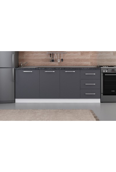 Minar 210 cm Mutfak Dolabı Beyaz Antrasit 210-A1-ALT Modül