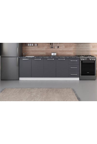 Minar 220 cm Mutfak Dolabı Beyaz Antrasit 220-A3-ALT Modül