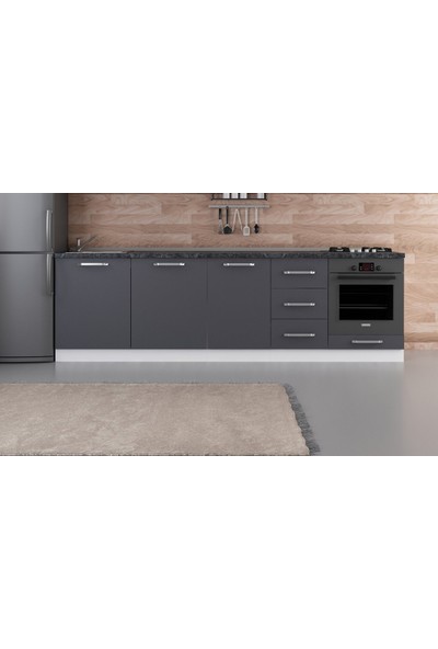 Minar 275 cm Mutfak Dolabı Beyaz Antrasit 275-A6-ALT Modül