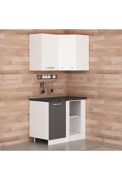 Minar 105CM Köşe Mutfak Dolabı - Beyaz/antrasit K105-A1