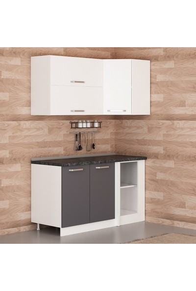 Minar 150CM Köşe Mutfak Dolabı - Beyaz/antrasit K150-A2 Minar 150CM Köşe Mutfak Dolabı - Beyaz/antrasit K150-A2