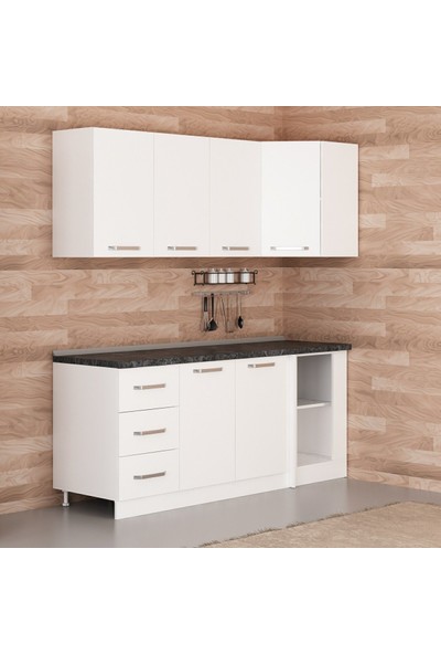 Minar 195CM Köşe Mutfak Dolabı - Beyaz K195-B4