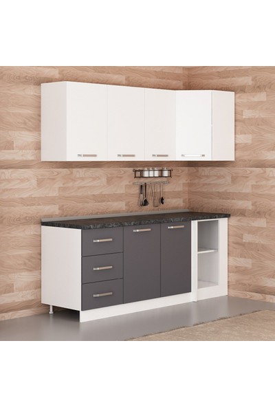 Minar 205CM Köşe Mutfak Dolabı - Beyaz/antrasit K205-A2