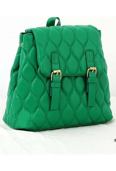 Canti Çanta  macron Nakışlı Kemerli Kadın Sırt Çantası BP-4526S Zümrüt Yeşil