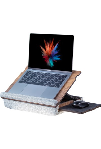Vigo Wood - Eğim Ayarlanabilir Çekmeceli Mousepad Minderli Laptop Sehpası - Ceviz LS051 Vigo Wood - Eğim Ayarlanabilir Çekmeceli Mousepad Minderli Laptop Sehpası - Ceviz LS051