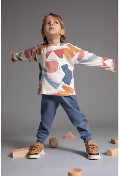 DeFacto Erkek Bebek Desenli Uzun Kollu Organik Pamuklu 2'li Takım W9438A222SP