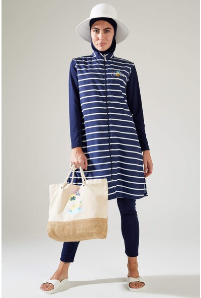 Kadın palmiye Desenli Plaj ÇANTASI V0756AZNS