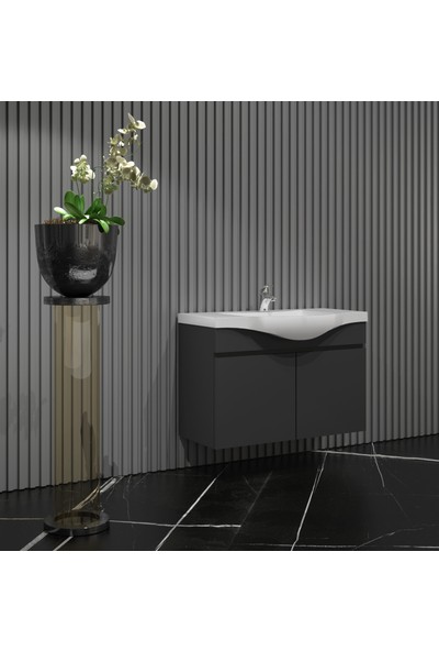 Özceden Yıldız 65CM Komple Antrasit Gri Mat Renkli Mdf Alt Dolap ve Lavabo Taşı Özceden Yıldız 65CM Komple Antrasit Gri Mat Renkli Mdf Alt Dolap ve Lavabo Taşı