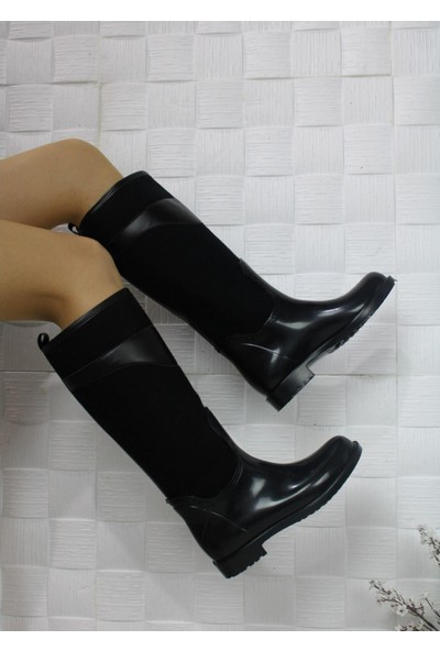 FUNB Keçe Detaylı Kadın Yağmur Çizmesi Siyah FUNB Keçe Detaylı Kadın Yağmur Çizmesi Siyah