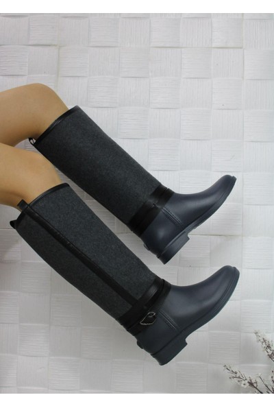 FUNB Kemer Detaylı Kadın Yağmur Çizmesi Gri