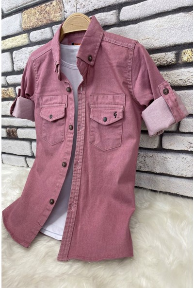 Asortik Kids Asortik Erkek Likralı Slim Fit Kot Gömlek