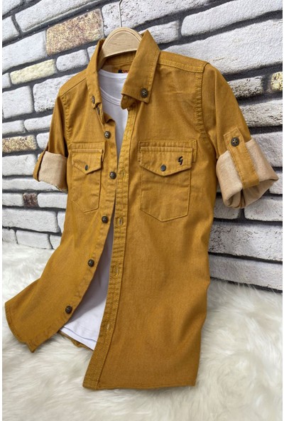 Asortik Kids Asortik Erkek Likralı Slim Fit Kot Gömlek