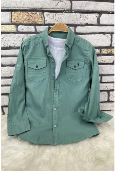 Asortik Kids Asortik Erkek Likralı Keten Kumaş Slim Fit Gömlek