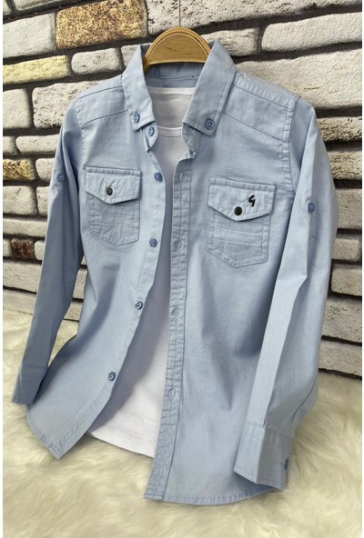 Asortik Kids Asortik Erkek Likralı Keten Kumaş Slim Fit Gömlek