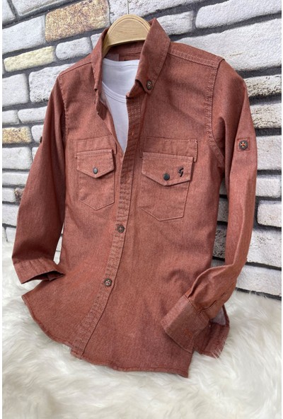 Asortik Kids Asortik Erkek Likralı Slim Fit Kot Gömlek