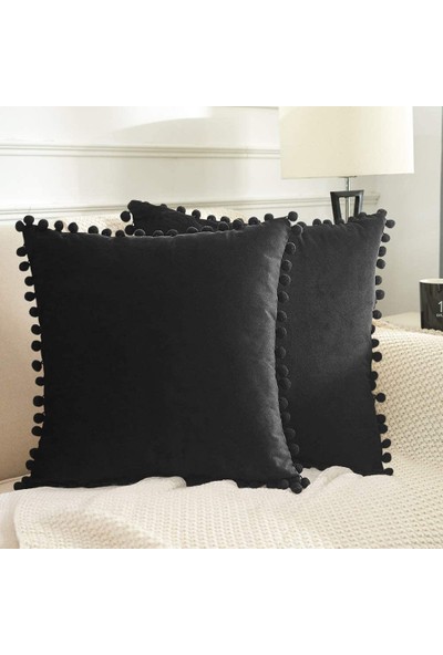 Alkan Homes Alkanhomes 2 Adet Ölçü Seçenekli Ponponlu Dekoratif Kırlent Kılıfı