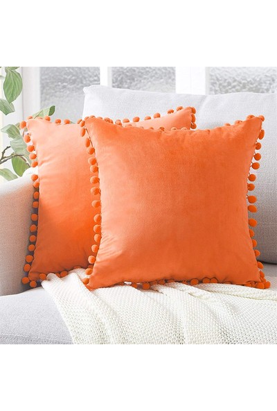 Alkan Homes Alkanhomes 2 Adet Ölçü Seçenekli Ponponlu Dekoratif Kırlent Kılıfı